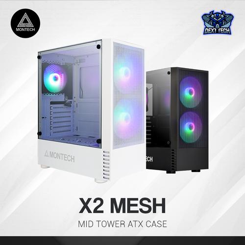 Jual MONTECH X2 Mesh Mid Tower ATX Case with 3 Rainbow Fans - Hitam ...
