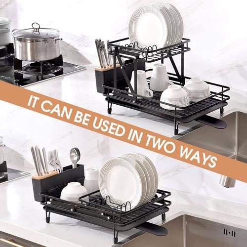 Jual rak piring adjustable portable dish rack with knife holder - Kota ...