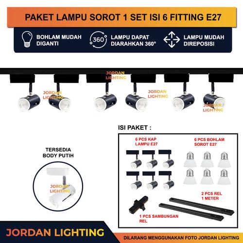 Jual Lampu Sorot Rel Track Spotlight 1 Set 6 Lampu Plus Rell 2M Spot ...