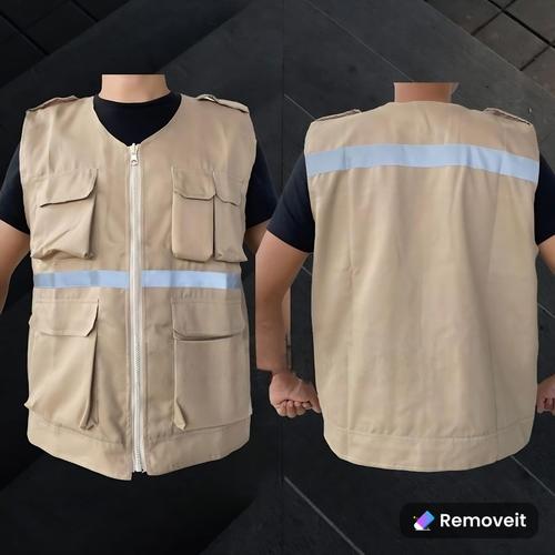 Jual rompi safety k3/Proyek/Lapangan Kerja bahan Drill - Cream - Cream ...