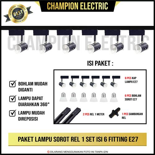 Jual Paket Lampu Sorot LED Rel isi 6 Spotlight Track Light Rell 2 Meter ...