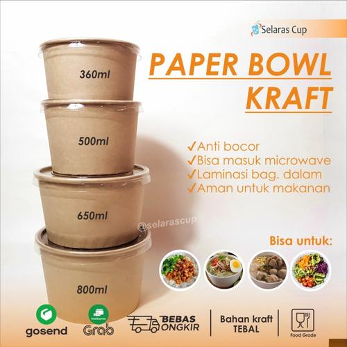 Jual paper bowl kraft murah rice bowl cokelat mangkok kertas tahan air ...