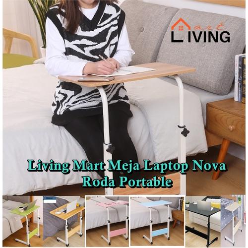Promo Nova Meja Laptop Roda Portable Stand Aluminium Adjustable - Oak ...