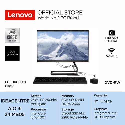 Jual Lenovo PC IdeaCentre AIO 3i 24IMB05 F0EU00S0ID i5 10400T DOS 8GB ...