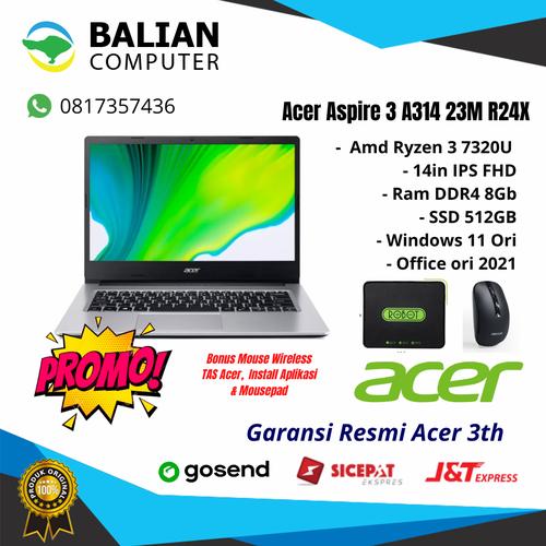 Jual Acer Aspire 3 A314-23M-R24X Amd ryzen 3 7320u ssd 512gb ram 8gb ...