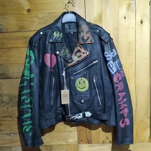 Jual GINO LEATHERS PUNK ROCK FULL NOSEART RAMONES PERFECTO JACKET ...