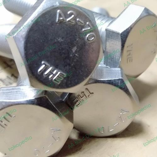 Jual Baut hex M8 x 45 stainless SUS 304 Hex Bolt FT - THE - Jakarta ...