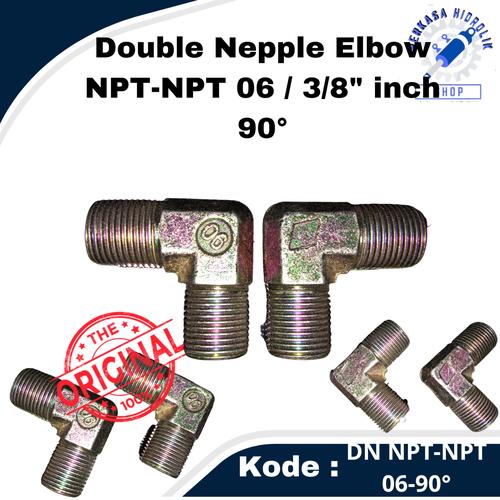 Jual Double Nepple Elbow 06 / 3/8" inch 90° NPT - NPT Hydraulic - Kab ...