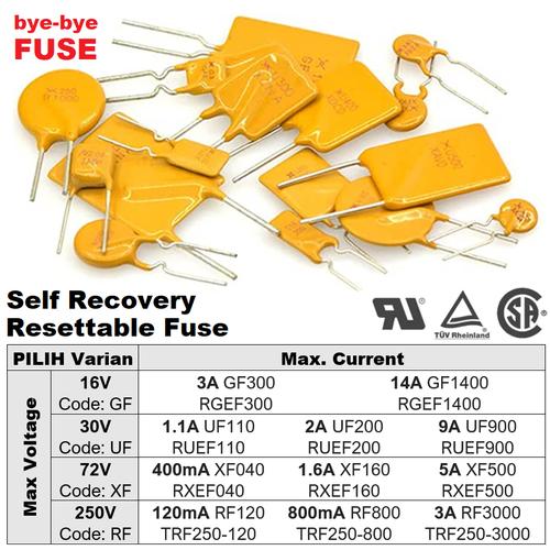 Jual Fuse Self Reset Sekring Otomatis Auto PPTC 16 30 60 72 250 V 1 2 3 ...