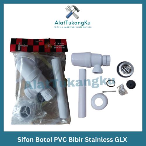 Jual Sifon Botol PVC Bibir Stainless Sivon Pembuangan Air Wastafel ...
