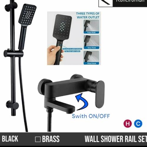 Jual KRAN BATHUB PANAS DINGIN SHOWER SET RAIL SHOWER HITAM BLACK MODEL ...