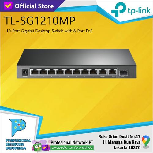 Promo TP-LINK SG1210MP 10-Port Gigabit Desktop Switch with 8-Port PoE+ ...