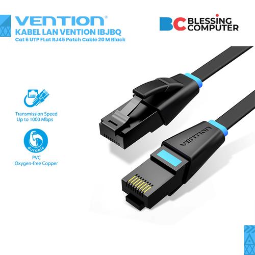 Jual KABEL LAN VENTION IBJBQ Cat 6 UTP FLat RJ45 Patch Cable 20M Black - Kota Denpasar ...