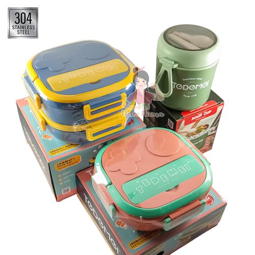 Jual Kotak Makan Anak sekolah LUNCH BOX SET STAINLESS STEEL 304 - Pink ...