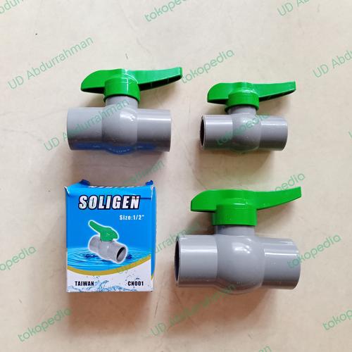 Jual Stop Kran Soligen, Ball Valve Pipa PVC Ukuran 1/2, 3/4, 1 inch - 1 ...
