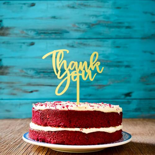Jual Cake Topper akrilik desain Thank you / Terima kasih - bulat ...