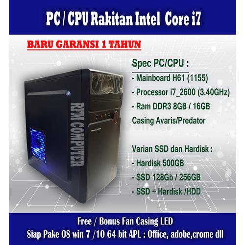 Jual PC Rakitan BARU Core i7 PC/CPU Komputer Core i7 - i7 2600 Ram 8GB ...