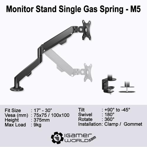 Jual Monitor Stand Bracket Monitor Arm Gas Spring - SINGLE M5 - Kota ...
