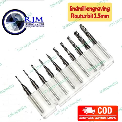 Jual pemotong CNC router bit endmill engraving 1.5mm batang 3.17mm mata ...