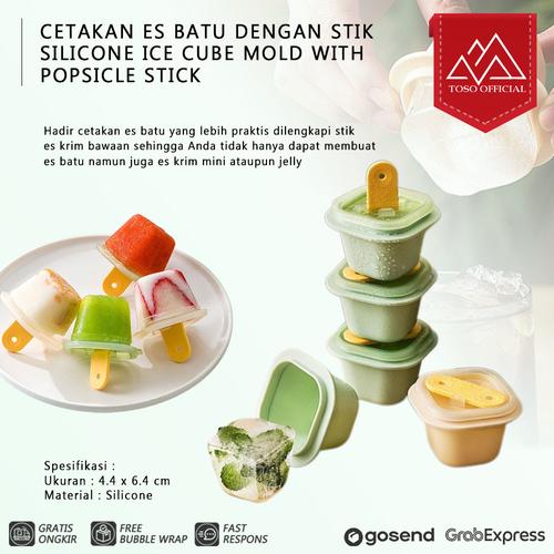 Jual CETAKAN ES BATU PUDING DENGAN STIK SILICONE ICE CUBE POPSICLE ...