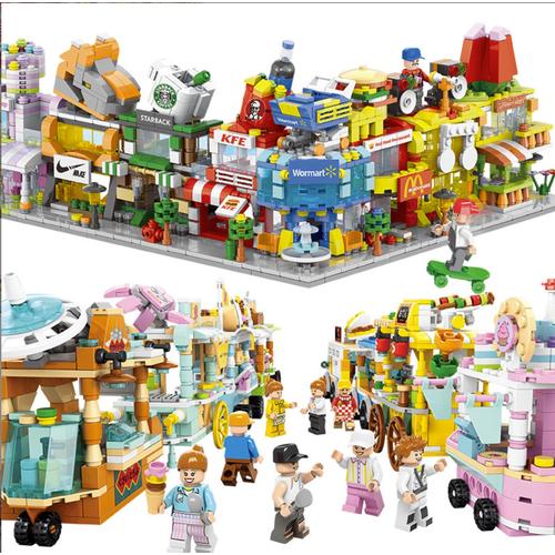 Jual Mainan lego block stand makanan, Mini food stand and shop cart ...