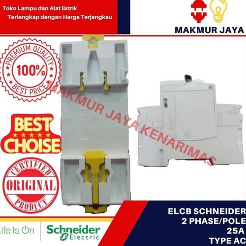 Jual ELCB/RCCB schneider 2 phase 2 pole 30MA 25A type AC/elcb schneider ...