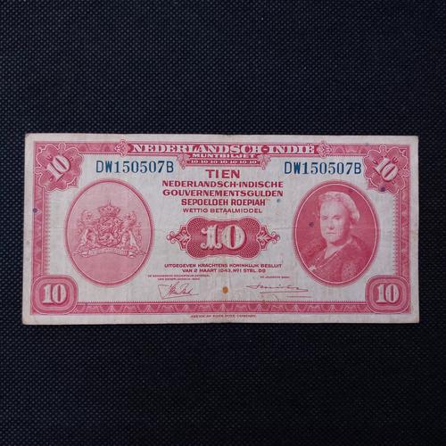 Jual Uang Kuno 10 Gulden/Roepiah NICA Wilhelmina Hindia Belanda Tahun ...
