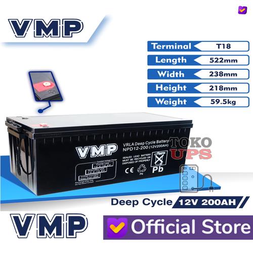 Promo Baterai UPS VRLA VMP NPD12-200 12V 200AH T18 Aki Kering Solar ...