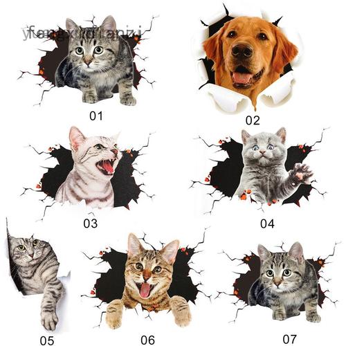 Jual Stiker dinding gambar Kucing 3D sticker binatang lucu aksesoris ...