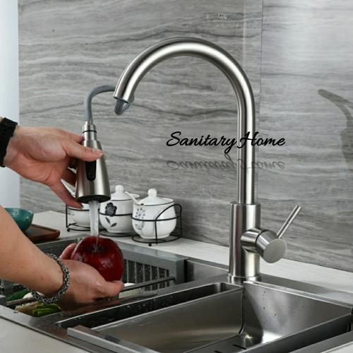 Jual Kran Dapur Model Tarik Mixer Stainless Hitam/ Kran Sink Tarik hot ...