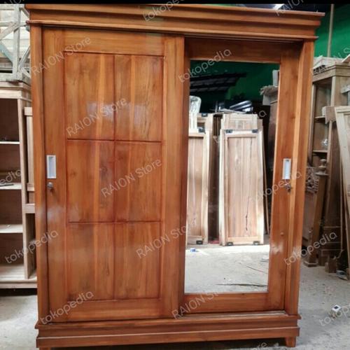 Jual Lemari Minimalis Sliding Jumbo 2 pintu Kayu Jati -1 Unit promo murah - Kota Tangerang ...