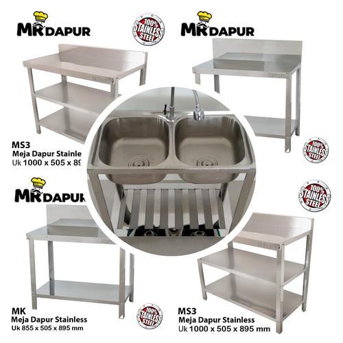 Jual Paket 2 Meja Kerja 2 Meja Kompor dan 1 Double Sink Plus Kran ...