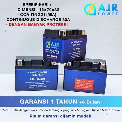 Promo Aki Accu Lithium LiFePo4 sepeda motor 12V 6AH dengan BMS bisa ...