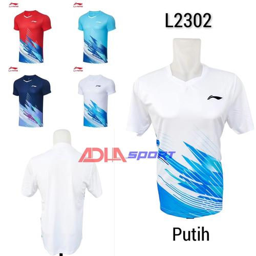Jual Kaos Badminton Lining 2302 / L2302 Putih Baju Jersey Bulutangkis ...