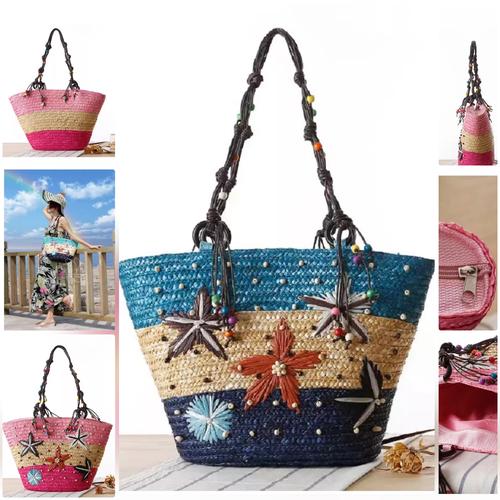 Jual Tas Pantai Anyaman Starfish Ace1 Bintang Laut Bag Pink Biru Beach ...