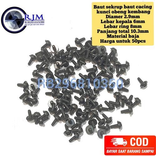 Jual 50pcs Baut sekrup kunci obeng plus set ring Diameter 3mm Panjang ...