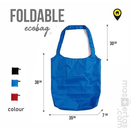 Jual foldable ecobag, tas belanja lipat, eazy totebag bisa costume sablon - Biru - Kota Depok ...