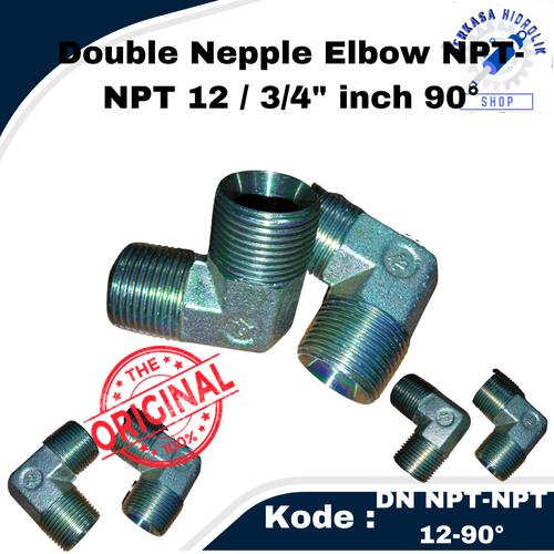 Jual Double Nepple Elbow 12 / 3/4" inch 90° NPT - NPT Hydraulic - Kab ...