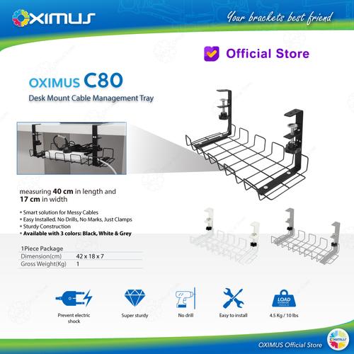 Promo Desk Mount Cable Management Tray Oximus C80 - Abu-abu - Kota ...