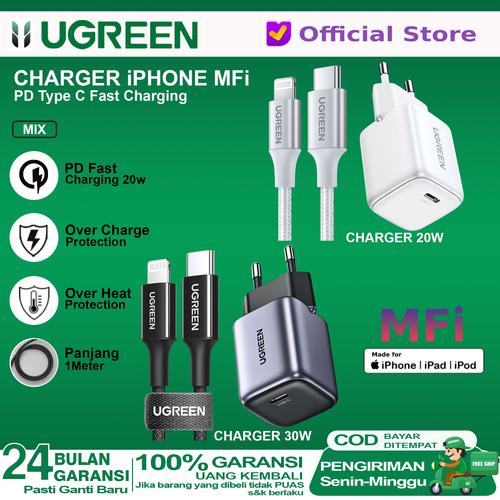 Jual UGREEN Charger MFI Iphone 10W,20W,30W Fast Charging - CHRG 20W 1M ...