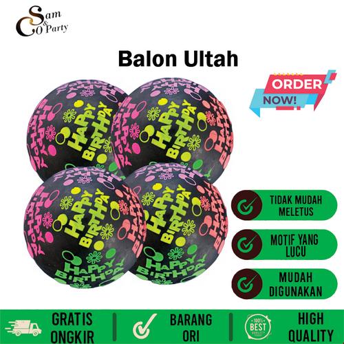 Jual Balon ultah / balon HBD /balon latex /balon hitam happy birthday ...
