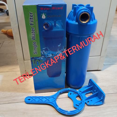 Jual Housing Filter Air 10 inch Solid Blue Drat Kuningan 3/4"/ housing ...