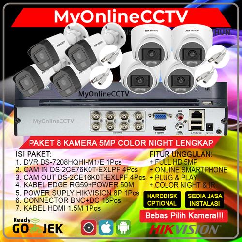 Promo PAKET CCTV HIKVISION 8 CHANNEL 5MP COLORVU LENGKAP HDD 1TB 2TB ...