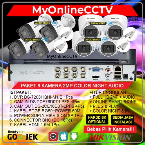 Promo PAKET CCTV HIKVISION 8 CHANNEL 2MP COLORVU AUDIO HDD 1TB 2TB 4TB ...