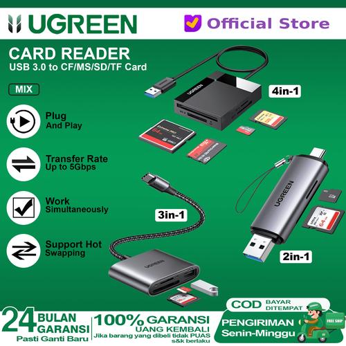 Jual Card Reader UGREEN USB TYPE C / USB A 3.0 To USB 3.0 SD/TF Card ...
