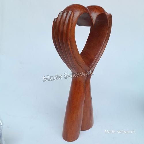 Jual Patung Tangan memegang Love 30cm kerajinan ukiran kayu handmade ...