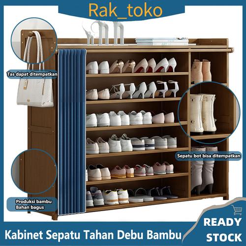 Jual Rak Sepatu Kayu Tahan Debu Lemari Sepatu Ekstra Tinggi Dan Lebar ...