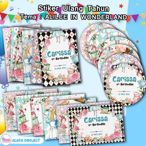 Jual Stiker Label Ultah Ulang Tahun Birthday Alice in Wonderland Custom ...