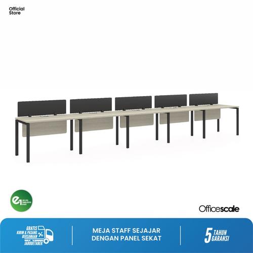 Promo Meja Kerja Kantor Penyambung Sejajar 5 Orang + Panel Sekat Cicil ...
