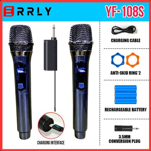 Jual Microphone Wireless ERRLY YF-108F UHF Double Mic Digital LED ...